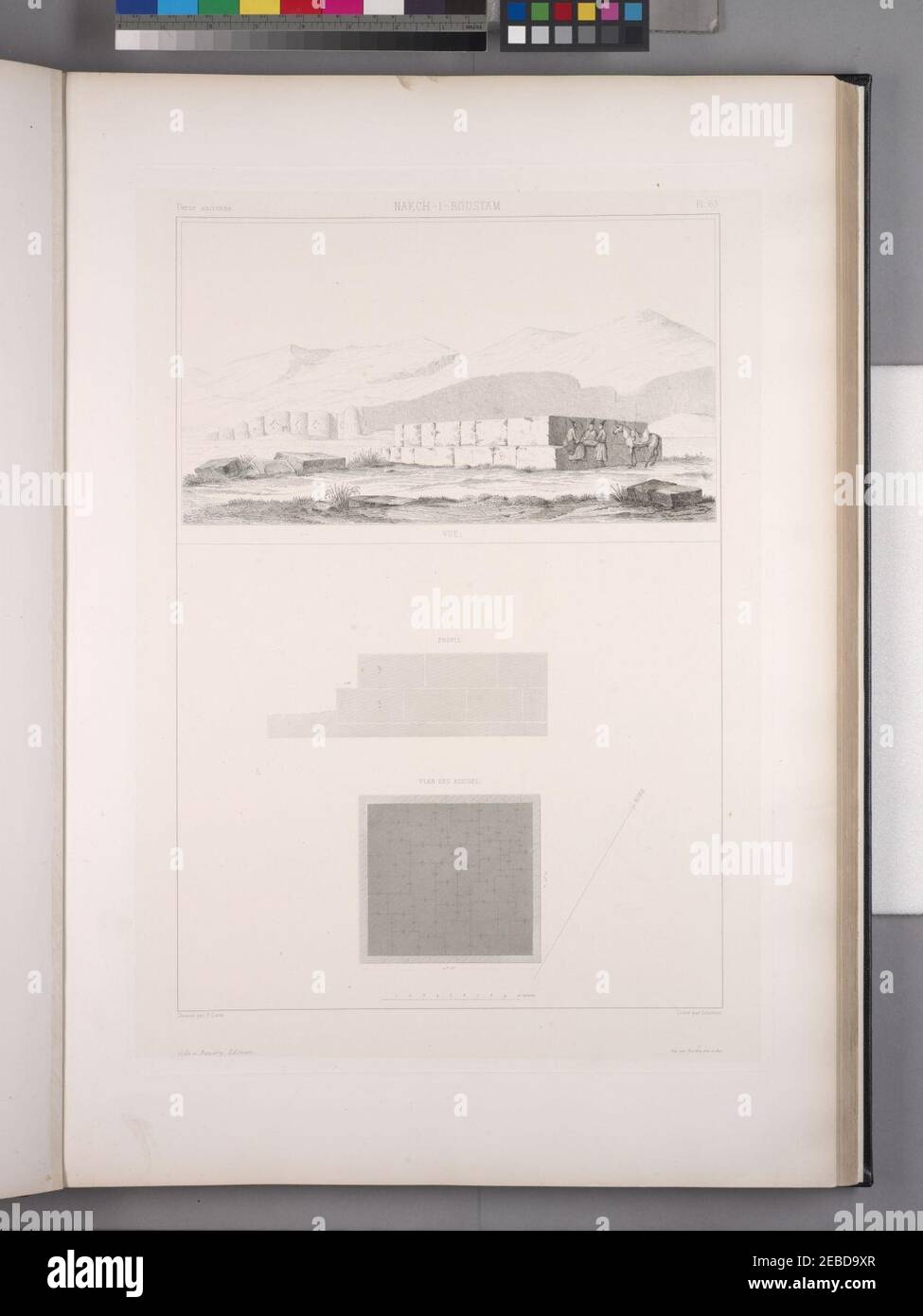 Nakch-i-Roustam (Naqsh-i Rustam). Vue, plan et profil Stock Photo - Alamy