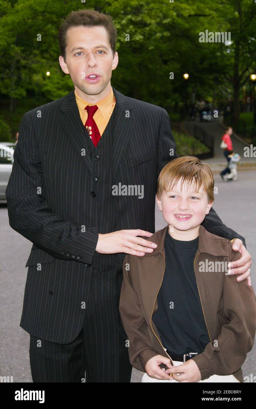 John Cryer (left) and Angus T. Jones of "Two and a Half Men" pose for ...