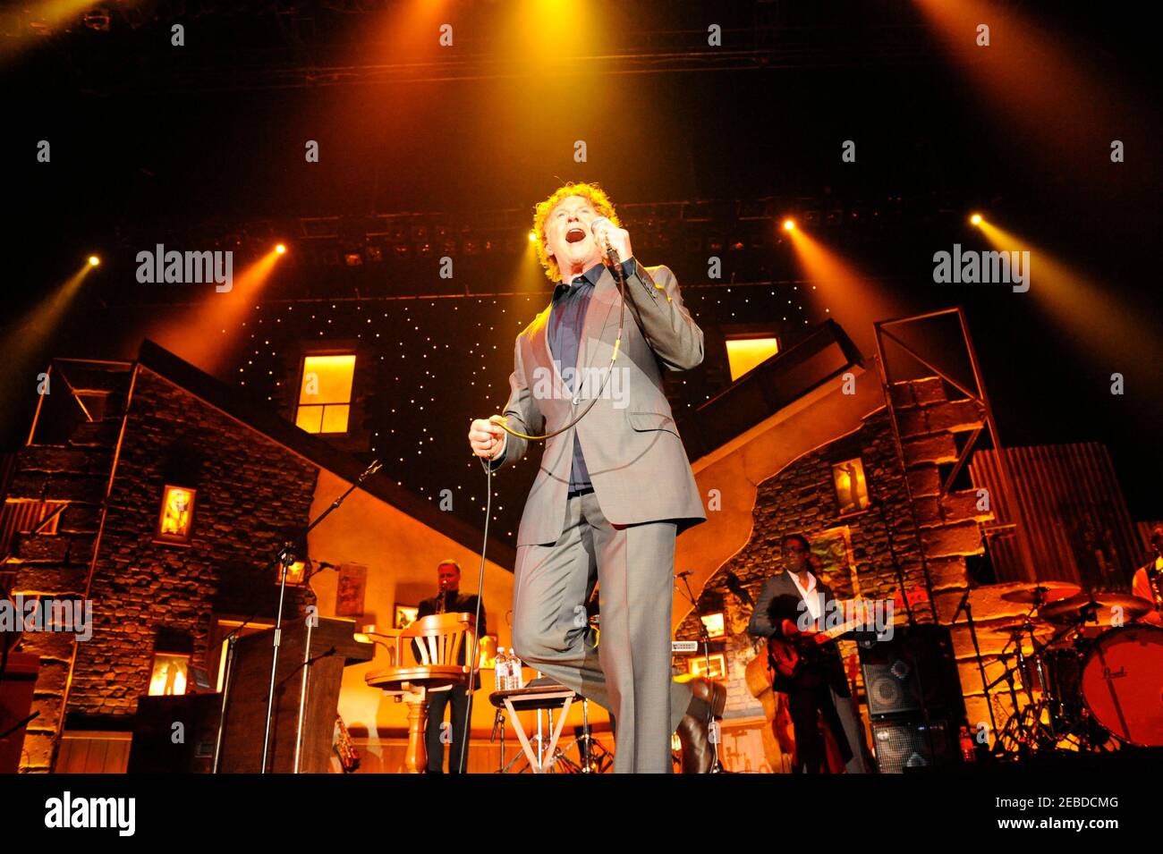 Mick Hucknall, lead singer of Simply Red, performing live Liverpool ...