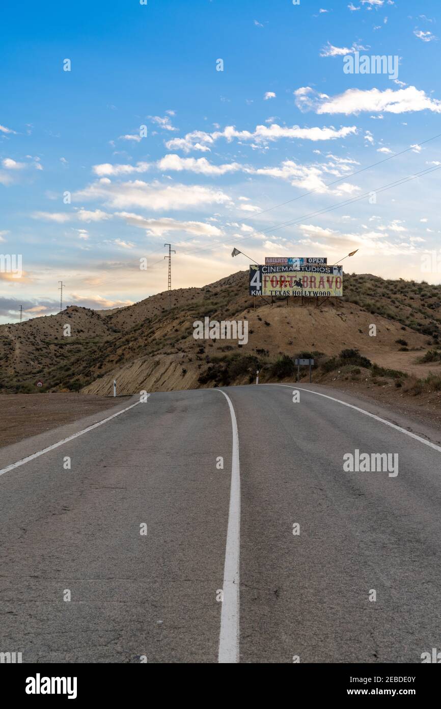 Tabernas, Spain - 6 February, 2021: view of the Tabernas desert and the ...