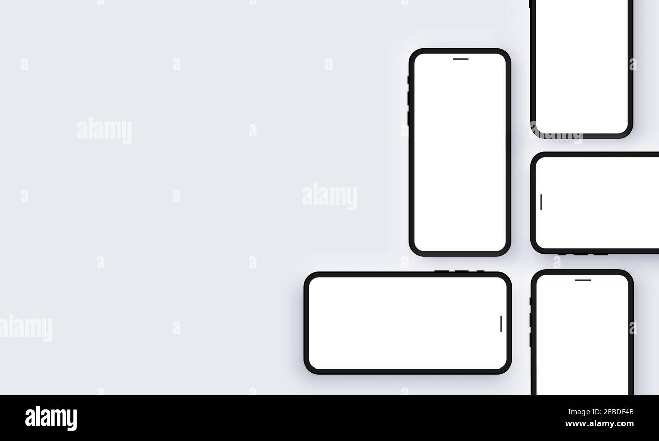 Realistic Mobile Phone Neomorphism Template Mockup Vector. White 3D ...