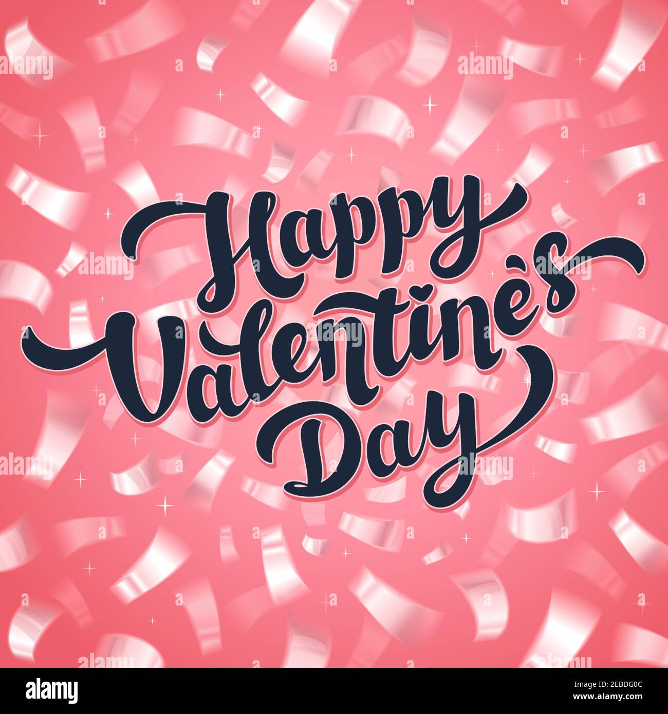 Valentine's day greeting card - pink love day vector card with Happy ...
