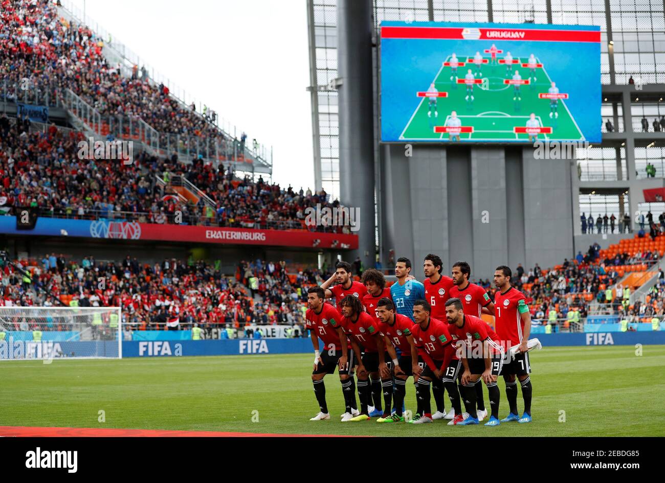 The egypt team line up before the match hi-res stock photography and ...