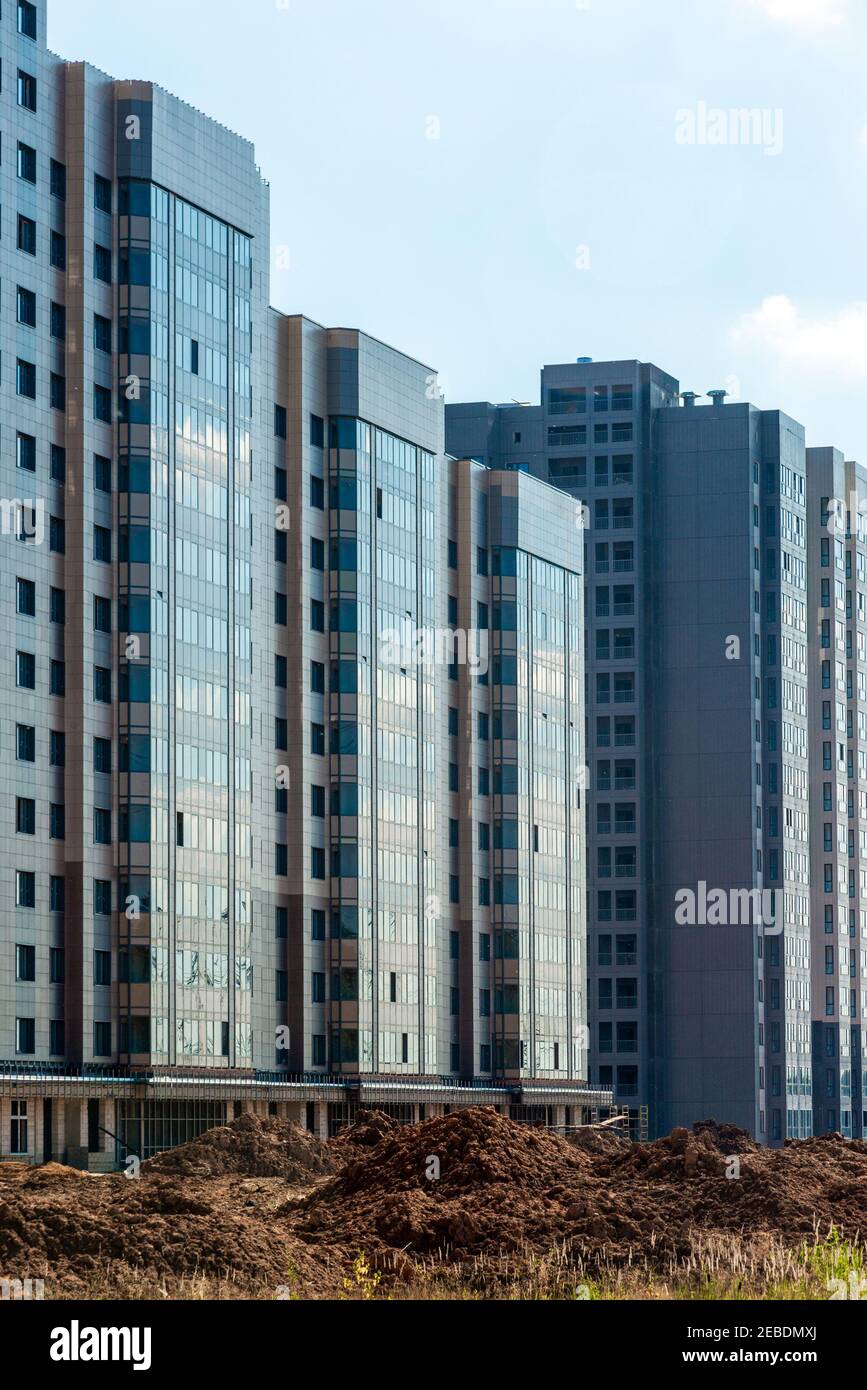 Typical modern panel residential building under the construction ...