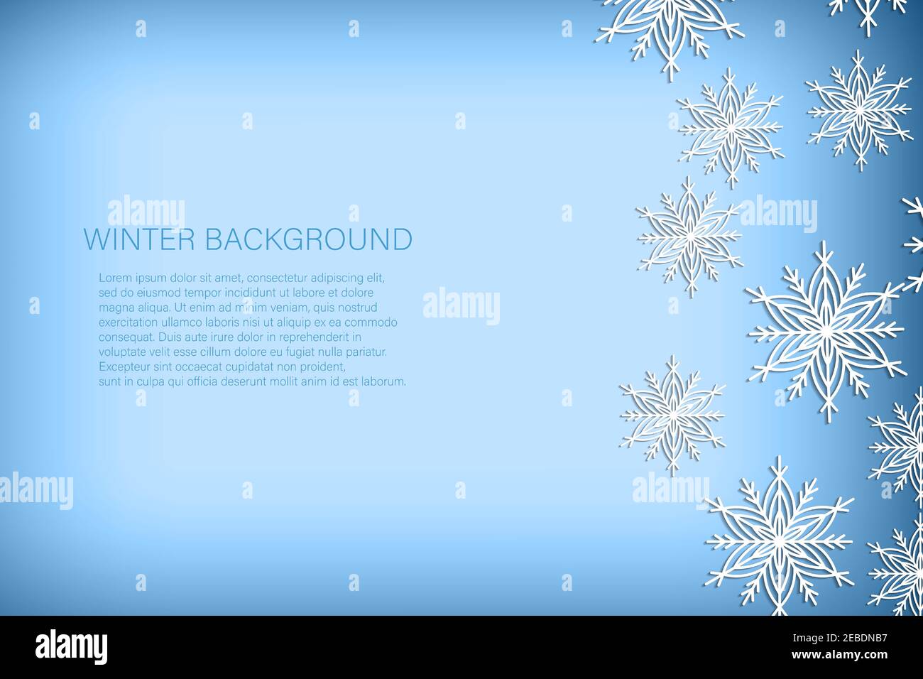 Christmas card with white snowflakes on blue background. Isolated ...