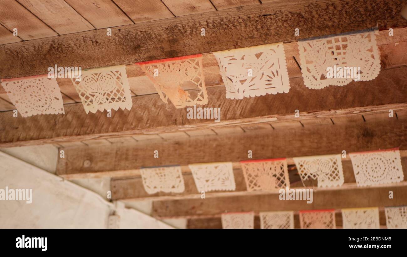 Colorful mexican perforated papel picado banner, festival colourful ...