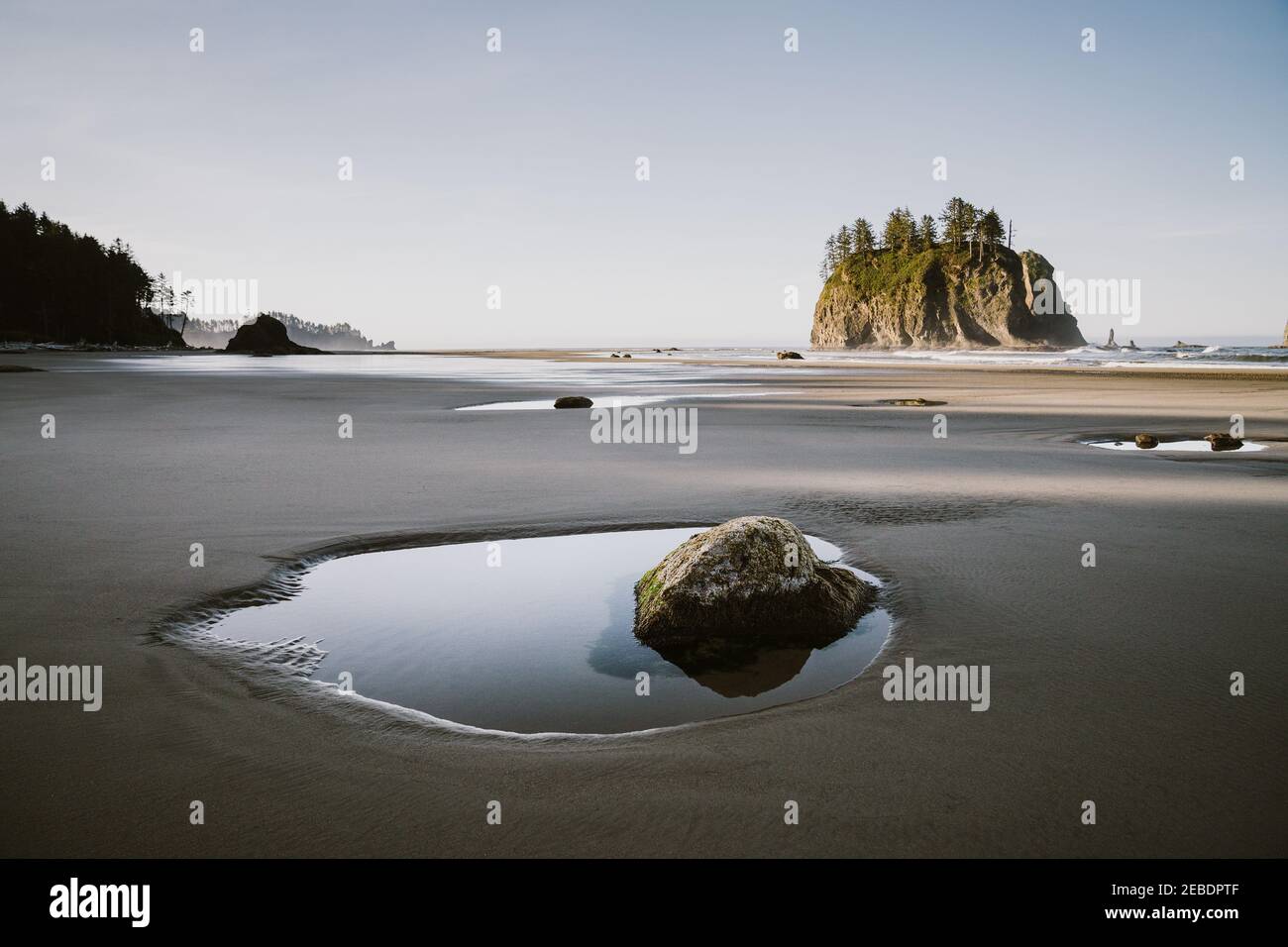 Sea stacks and tide pools captured at second beach at sunrise Stock ...
