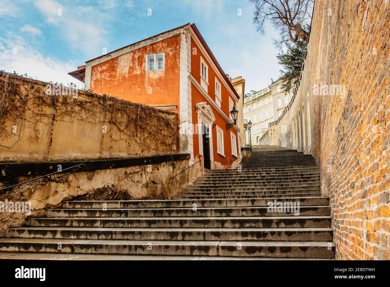 Old Castle Stairs on sunny day, Prague, Czech Republic.Beautiful ...