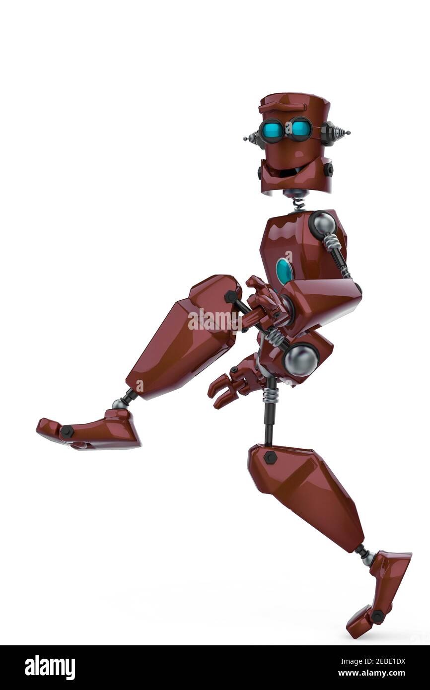 funny robot cartoon doing a softwalk in a white background, 3d ...