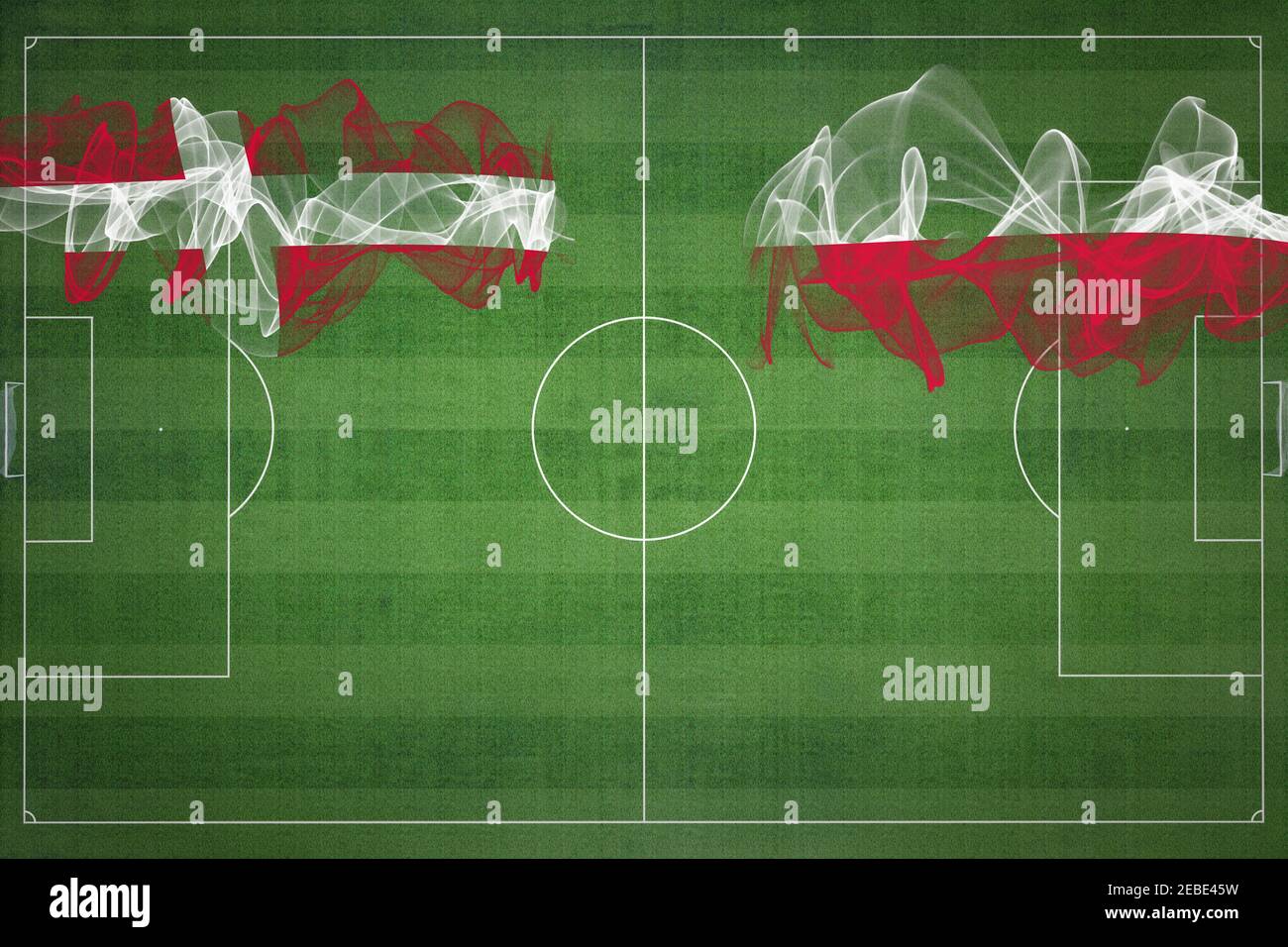 Denmark vs Poland Soccer Match, national colors, national flags, soccer ...