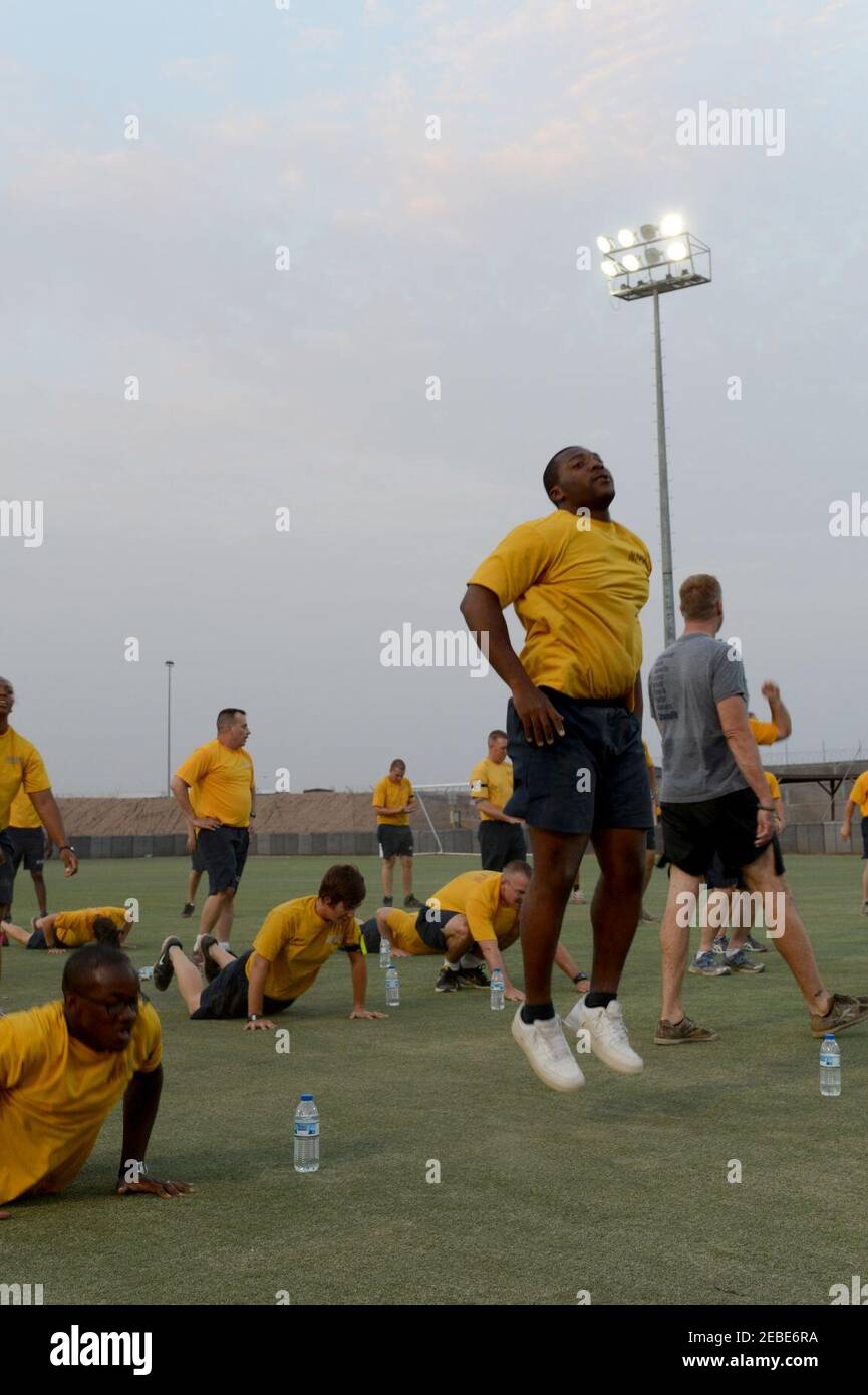 NMCB 11 Detachment HOA physical training 130823 Stock Photo - Alamy