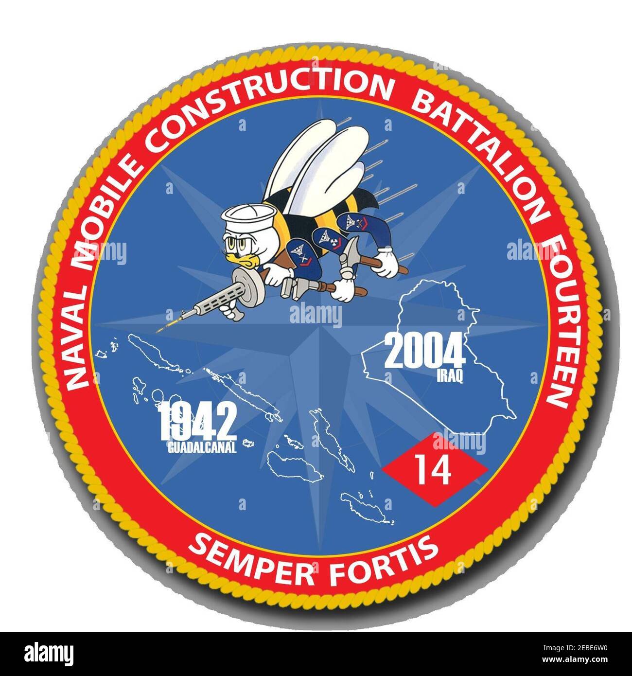 NMCB 14 Logo Compass Wbg Stock Photo - Alamy