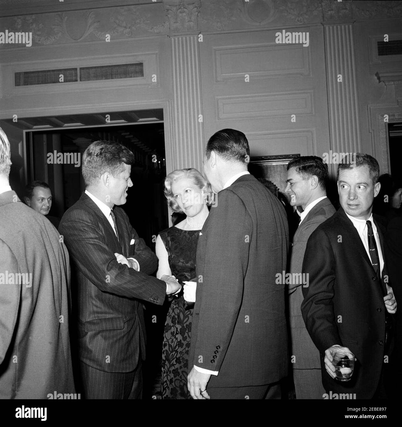 Reception for PT Boat Veterans, 6:00PM. President John F. Kennedy (left ...