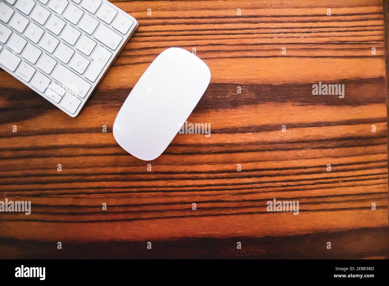 Pc notepad on wooden table top view with copy space hi-res stock ...