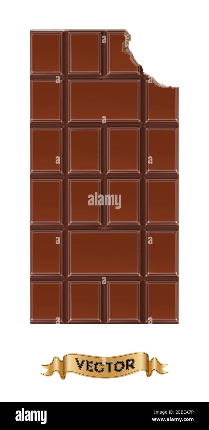 Chocolate bitten bars on white background, realistic vector ...