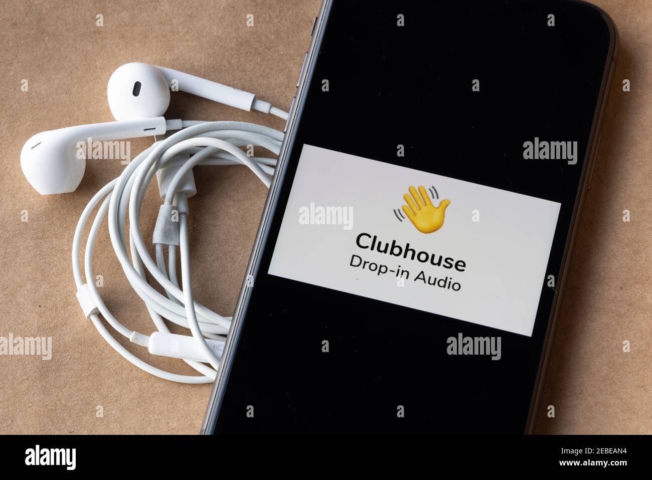Clubhouse application view on the smartphone, controversy 2021 that ...