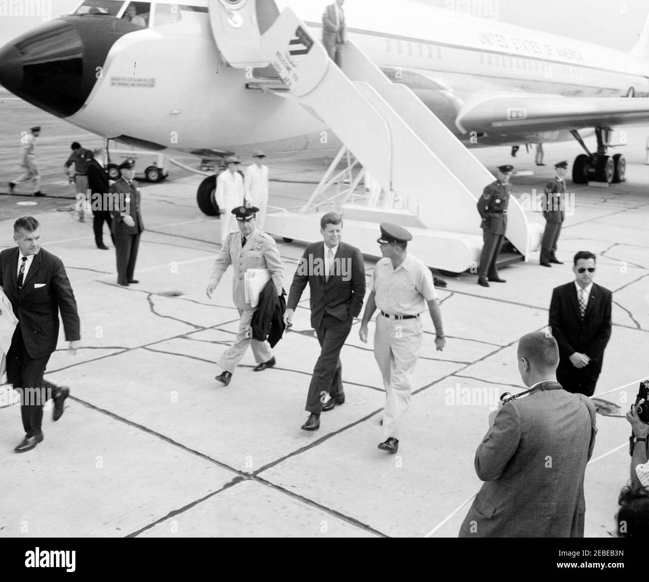 Arrival at Otis Air Force Base for weekend at Hyannis Port. President ...