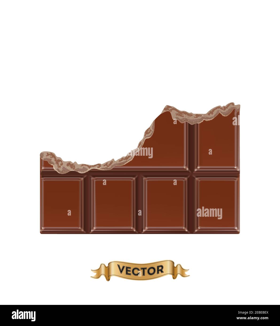 Chocolate bitten bars on white background, realistic vector ...