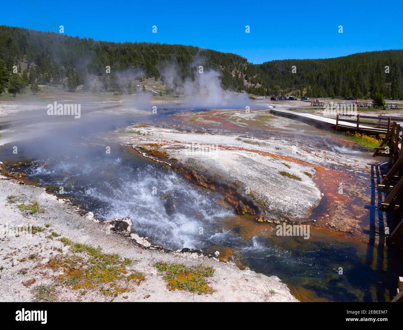 Hot Cascades, Firehole Lake, Yellowstone National Park Stock Photo - Alamy