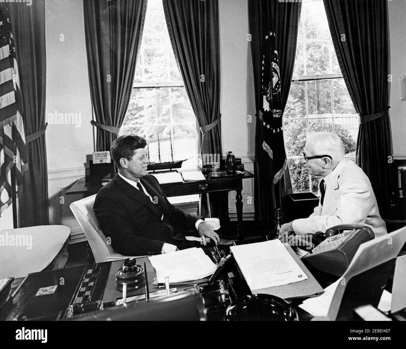 Meeting with Financier Bernard Baruch, 11:23AM. President John F ...