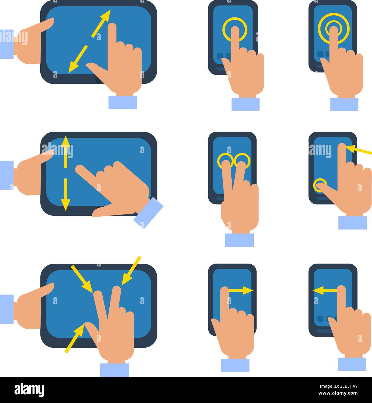 Tablets and smartphones touchscreen gestures turn select enlarge reduce ...