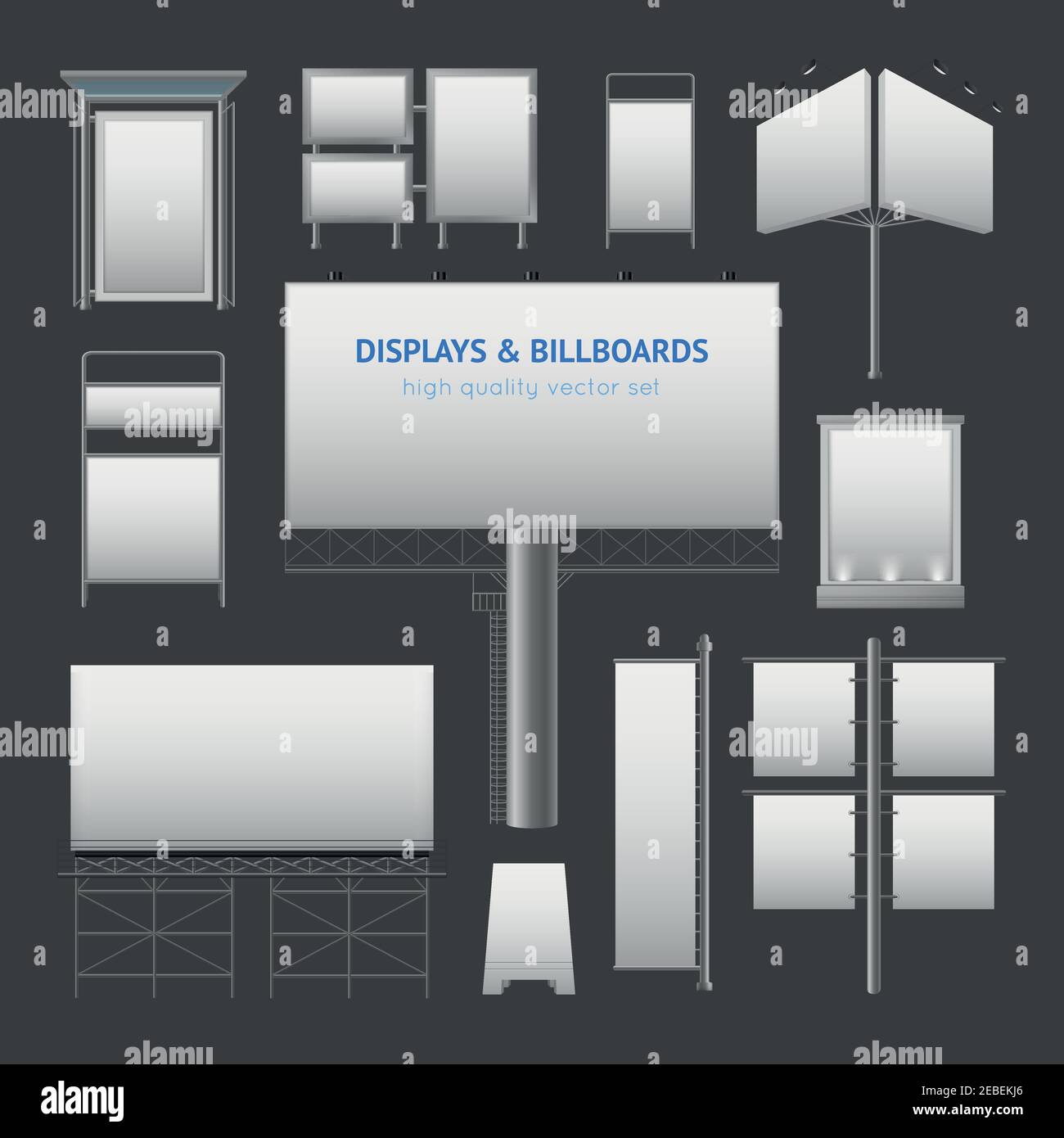 Outdoor advertisement elements with displays boxes and billboards ...