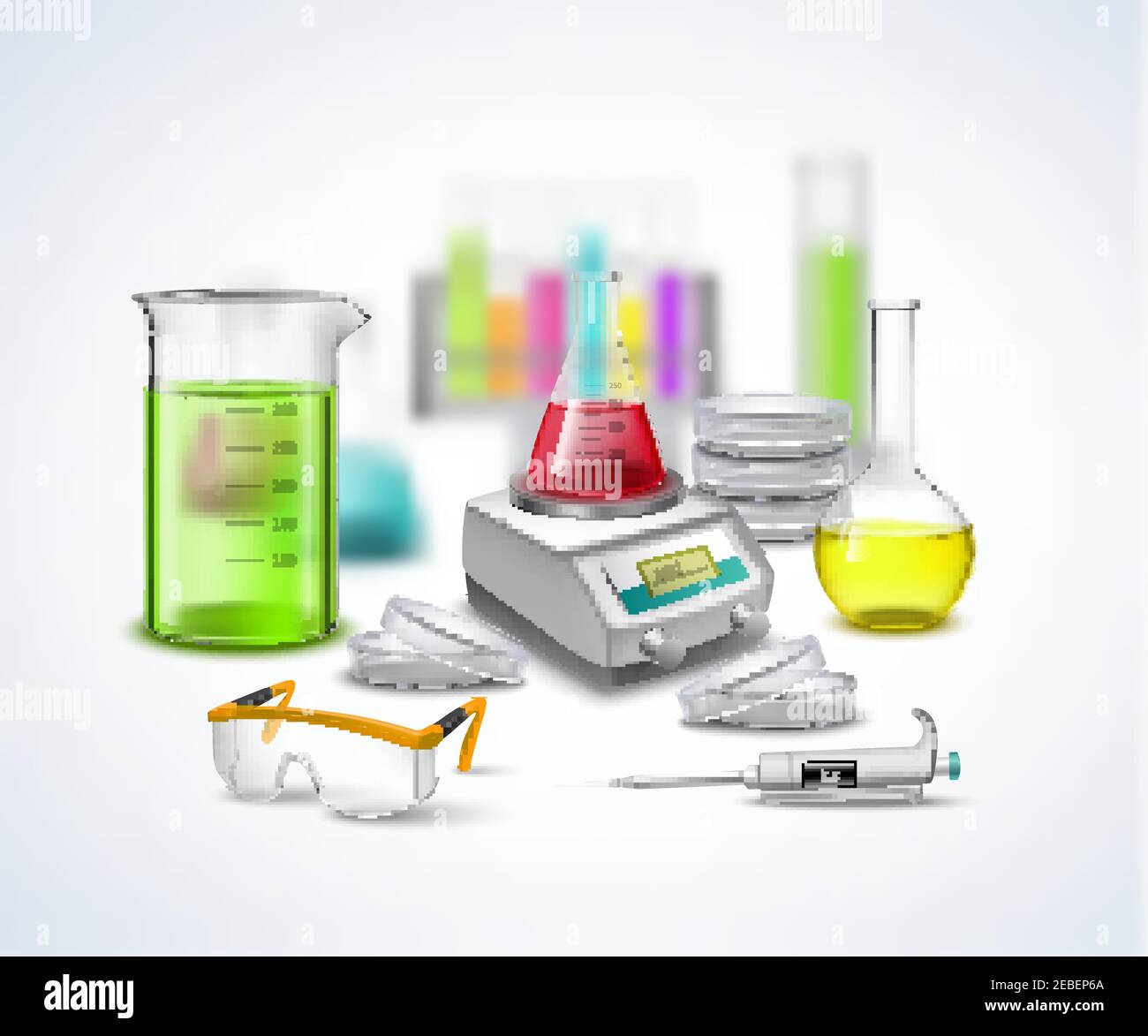 Chemical equipment composition with pulser scales realistic colorful ...