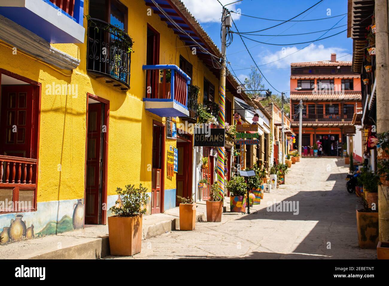RAQUIRA, COLOMBIA - FEBRUARY 2021. Beautiful streets and houses of the ...