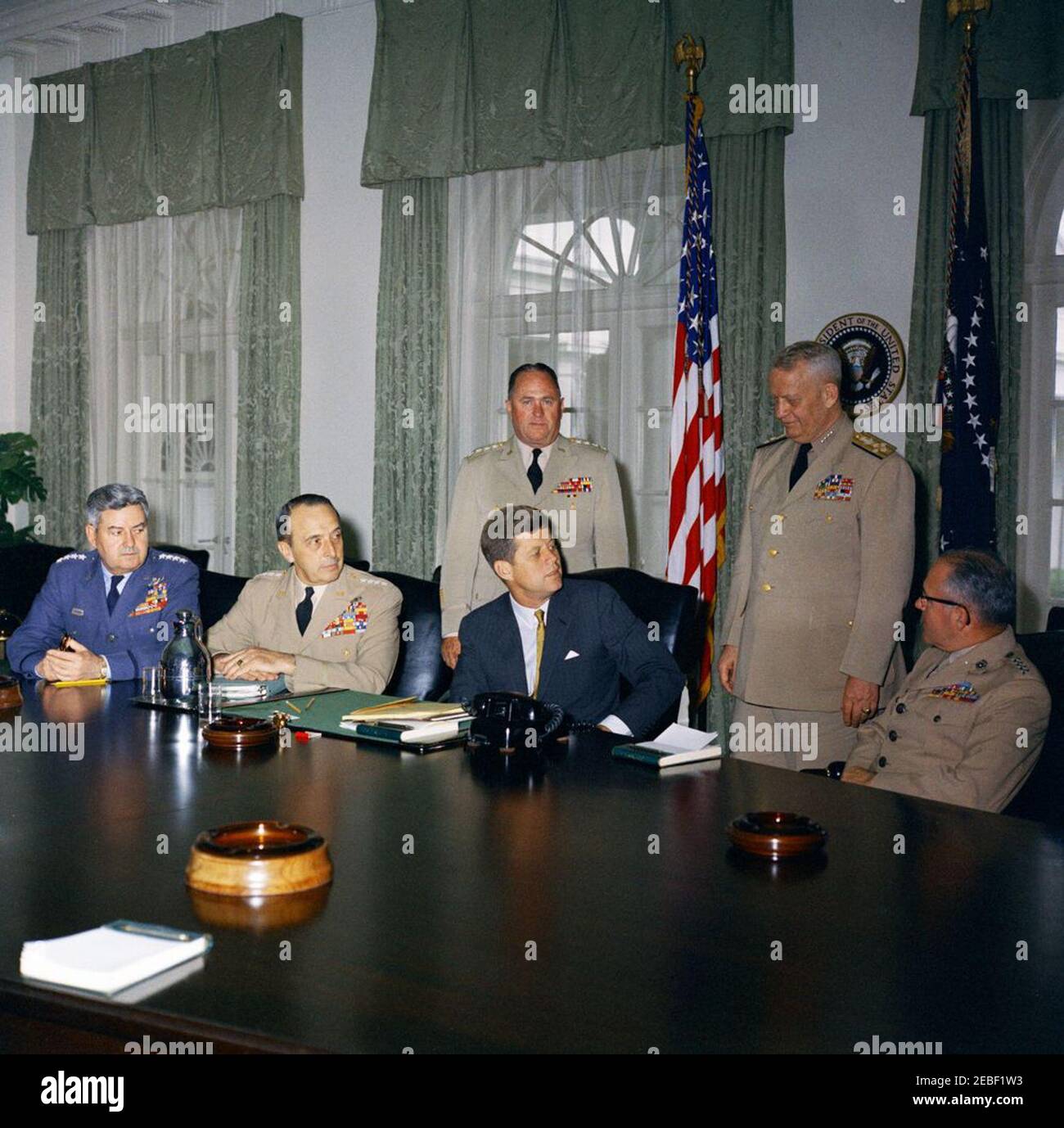 Meeting with the Joint Chiefs of Staff (JCS), 11:55AM. President John F ...