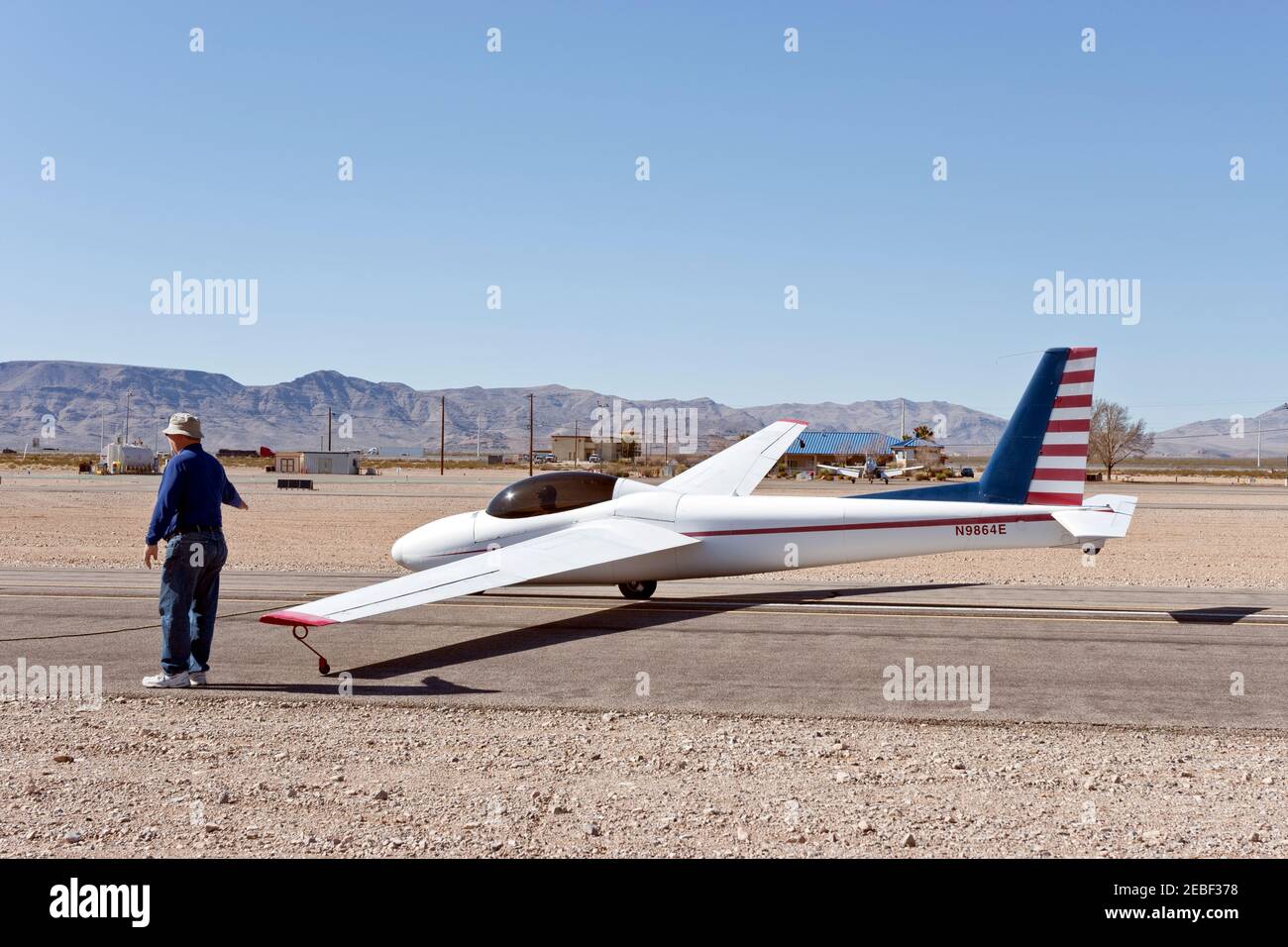 Gliders launch behind a tow plane at Jean Airport, Nevada, near Las ...