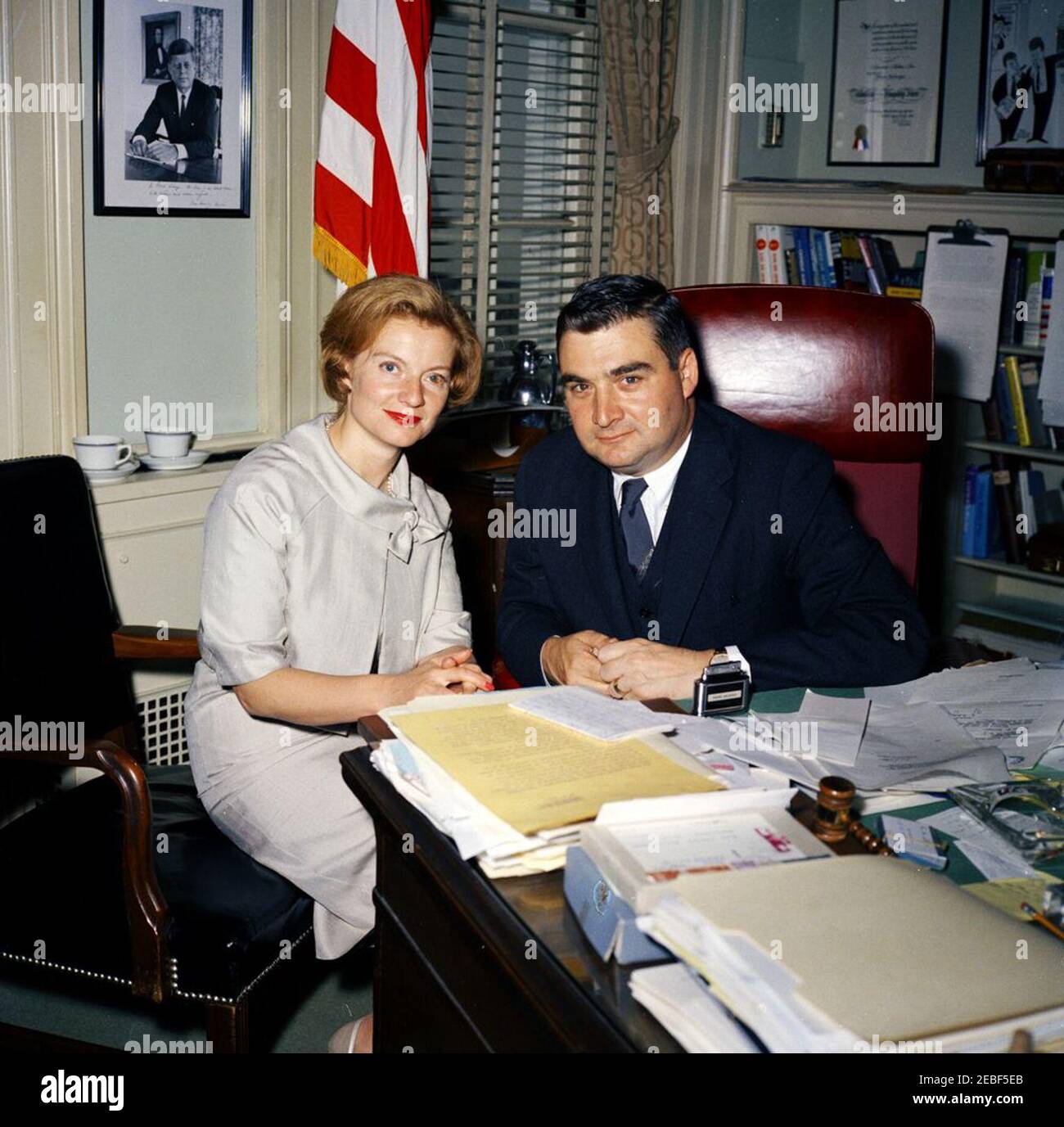 Press Secretary Pierre Salinger with a visitor. Press Secretary Pierre ...