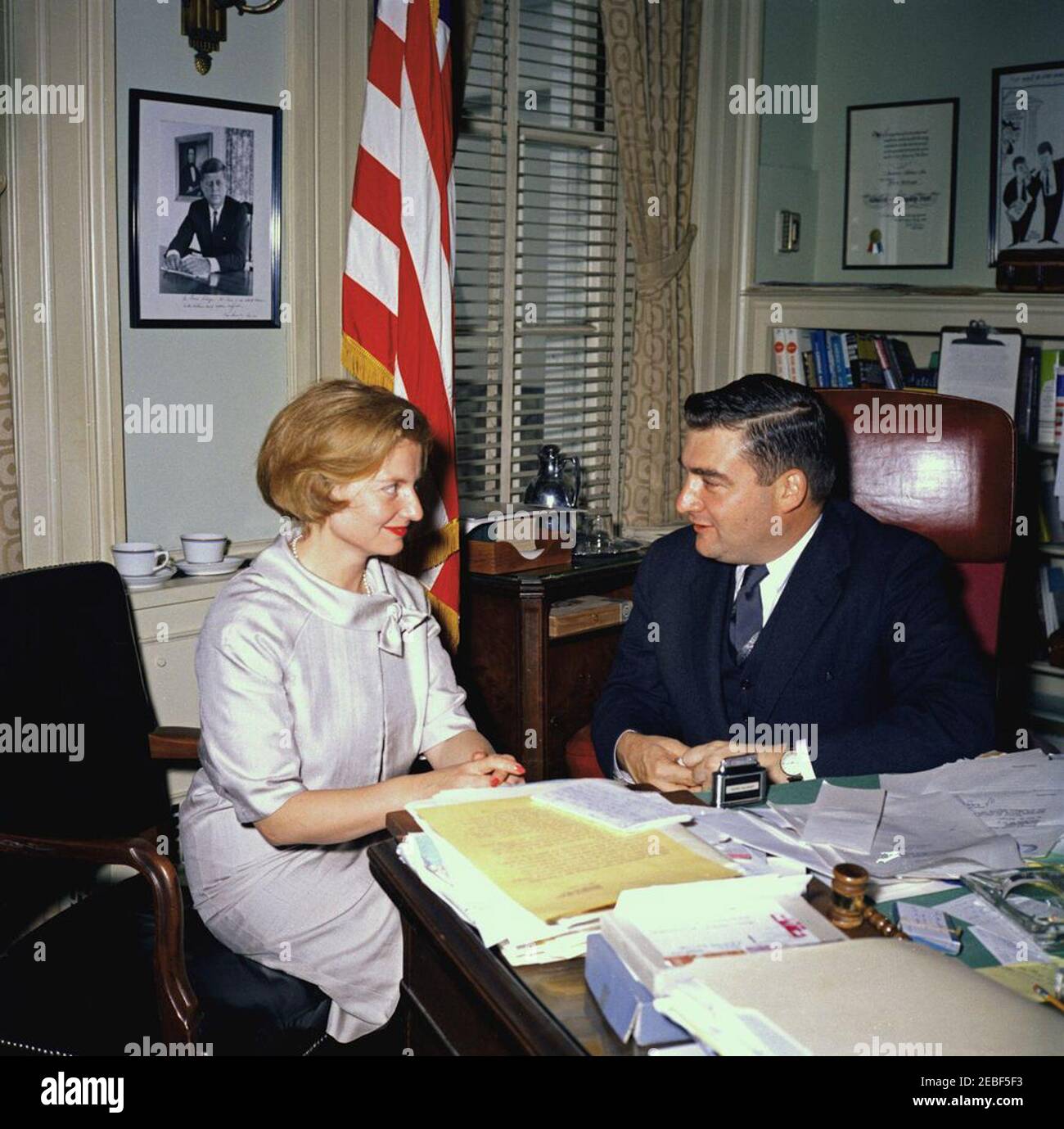 Press Secretary Pierre Salinger with a visitor. Press Secretary Pierre ...