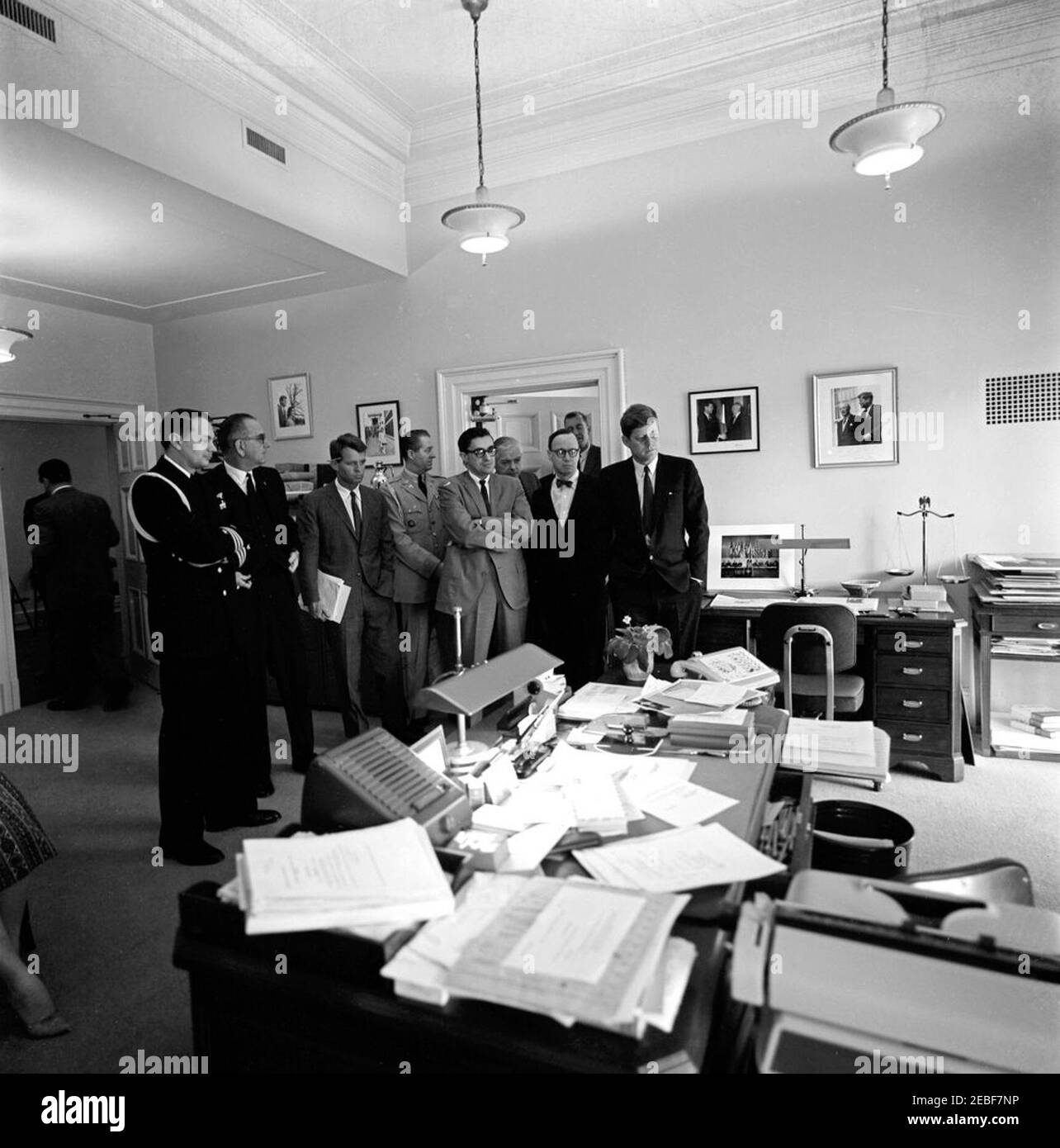 President Kennedy views the lift-off of astronaut Cmdr. Alan B. Shepard ...