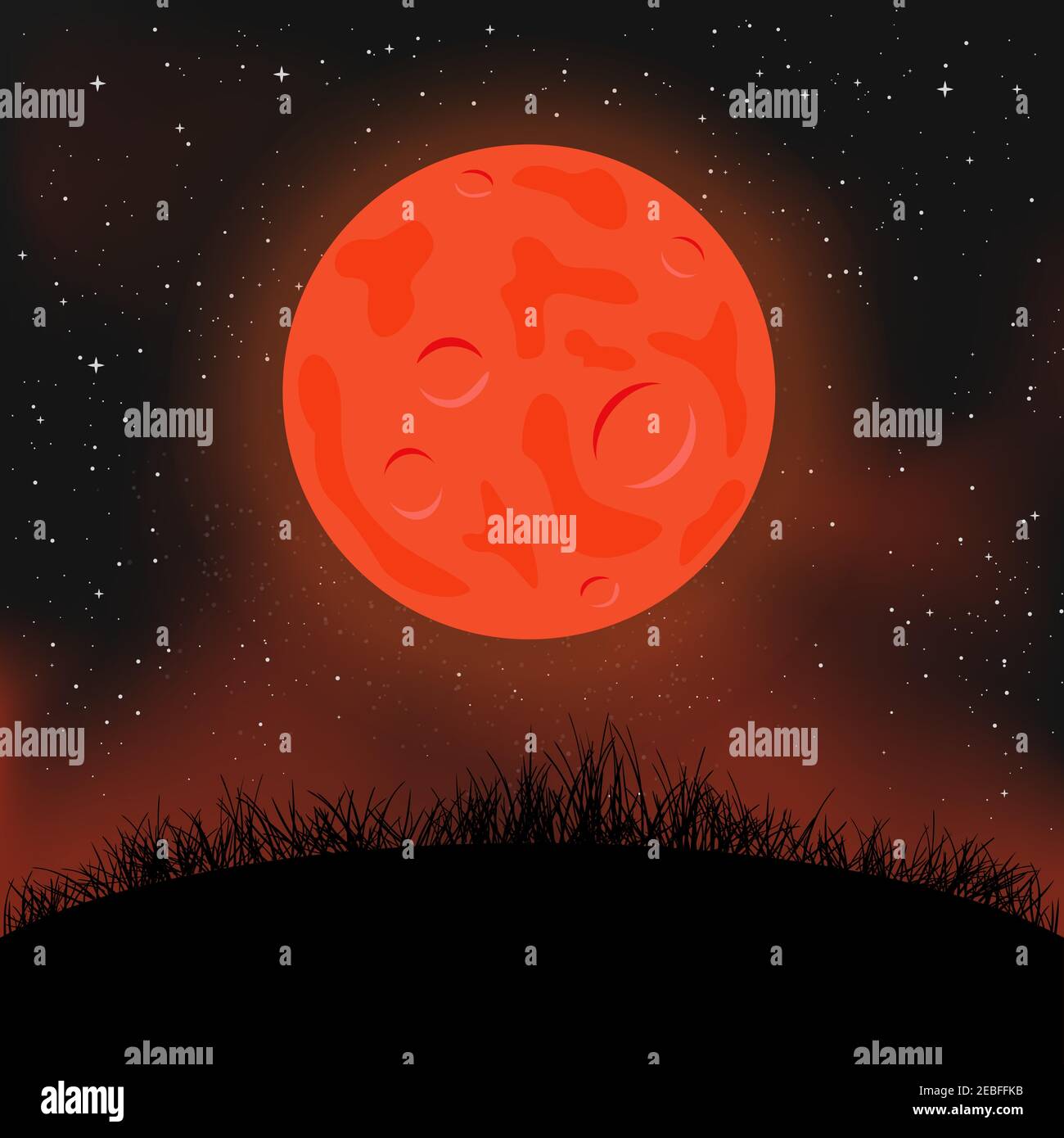 Moon in orange sky Stock Vector Images - Alamy