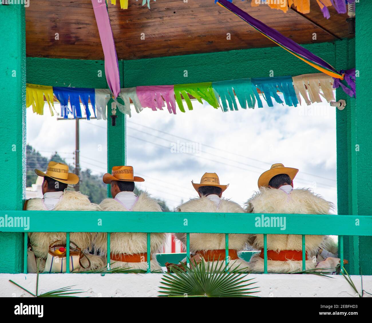 Four Tzotzil Maya men with cowboy hats in San Juan Chamula, Chiapas ...