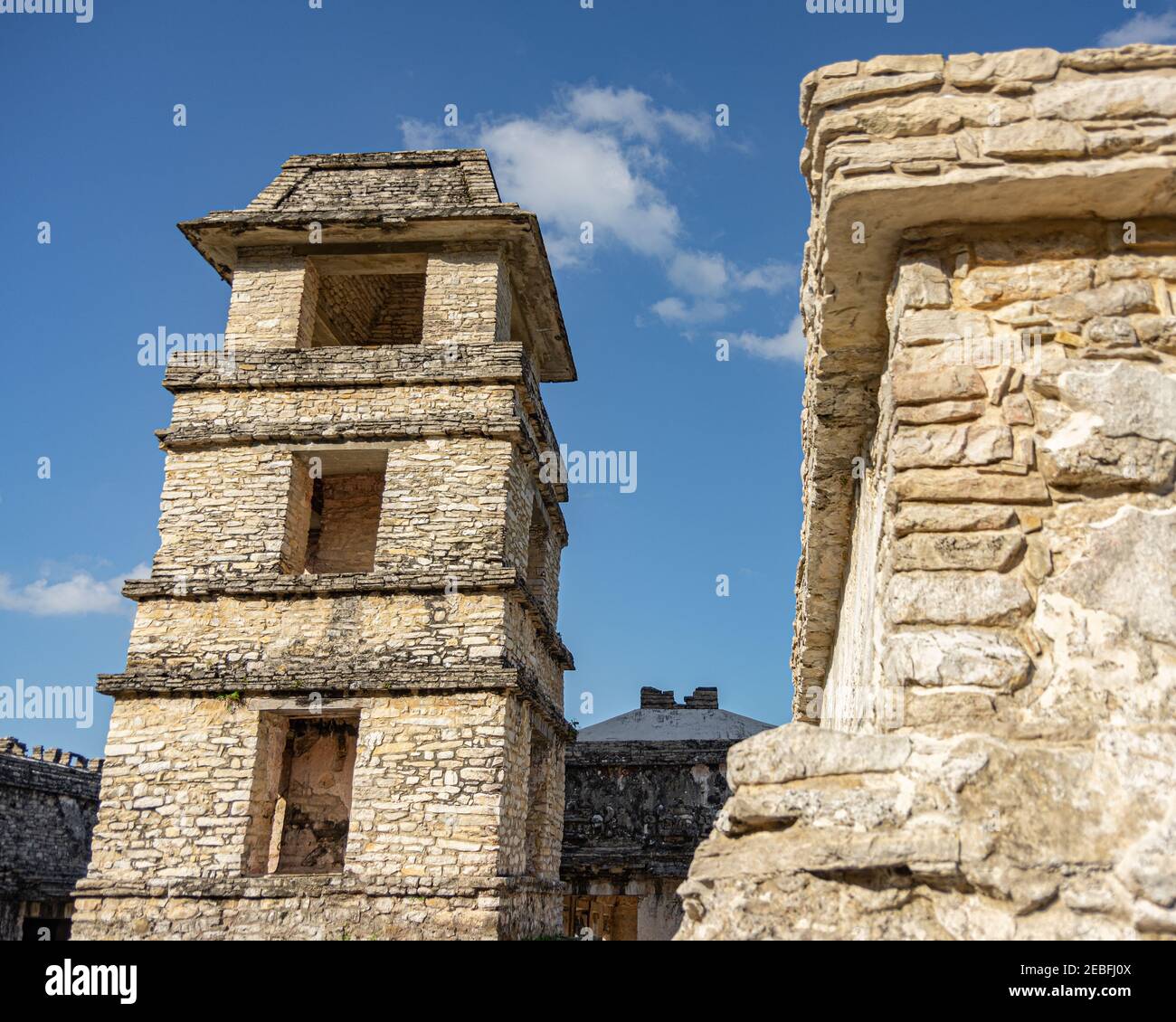 The Palace Observation Tower at the Mayan ruins of Palenque, a UNESCO ...