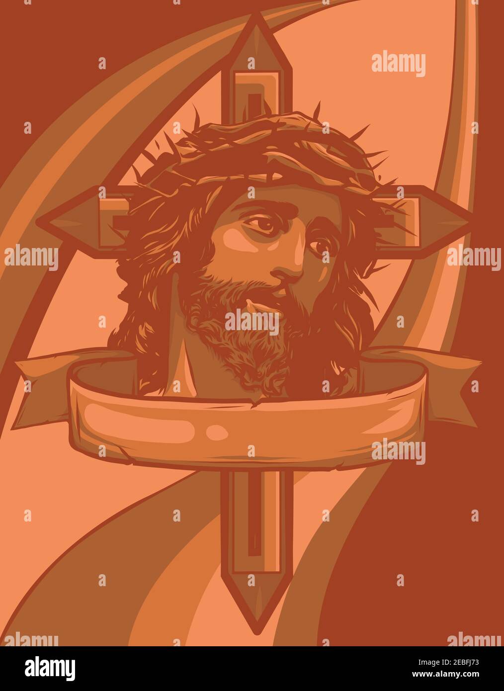 Jesus face design with cross on colored background vector Stock Vector ...