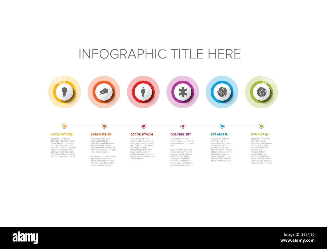 Vector multipurpose simple light progress timeline steps template with ...