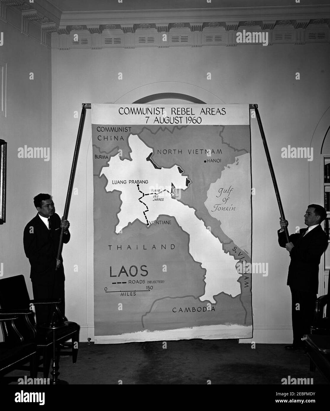 Maps of Laos used in President Kennedyu2019s press conference. Two ...