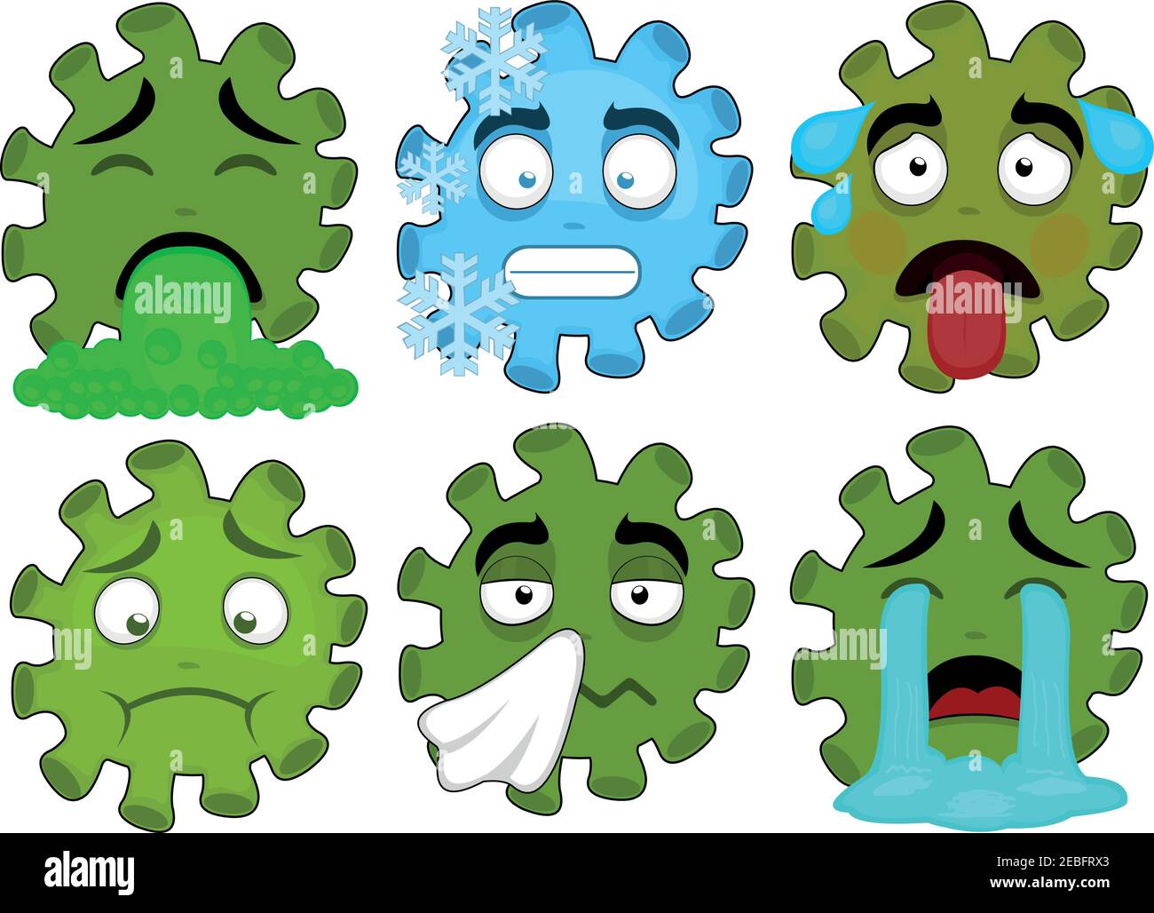 Vector illustration of various expressions of coronavirus cartoon Stock ...