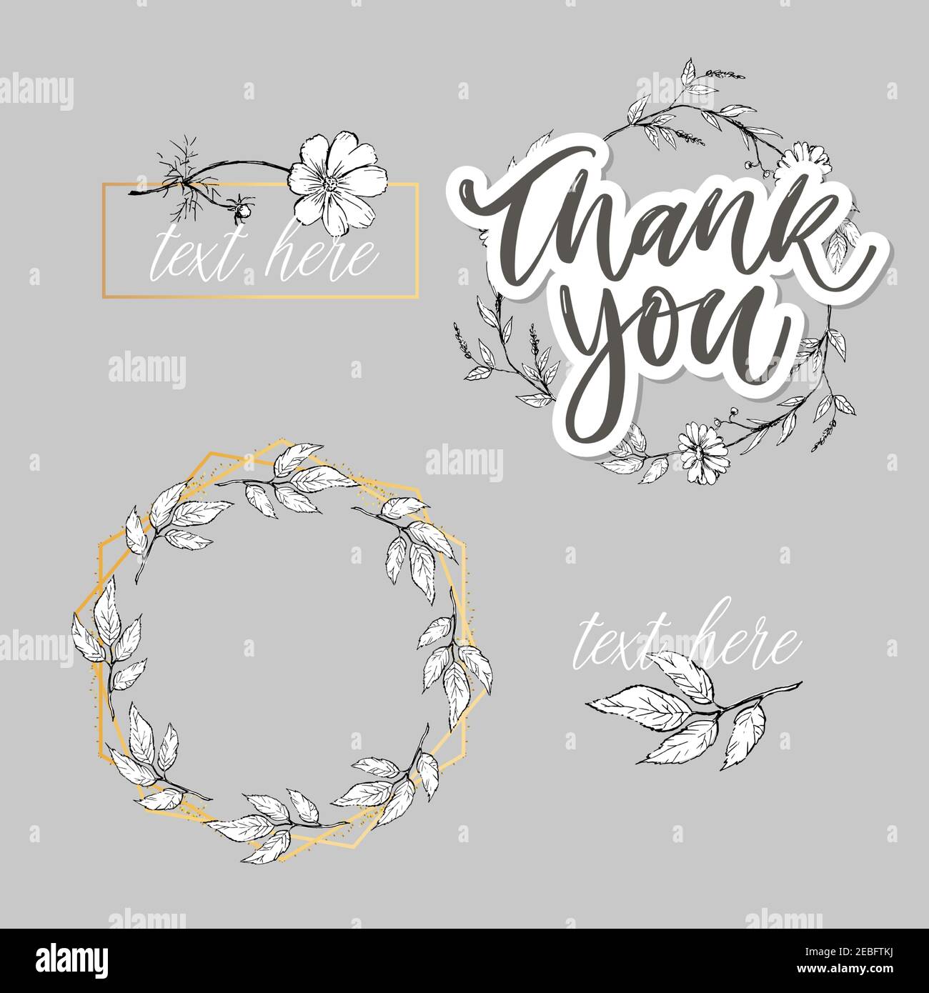 Cute Thank You Script Card Stock Vector Image & Art - Alamy