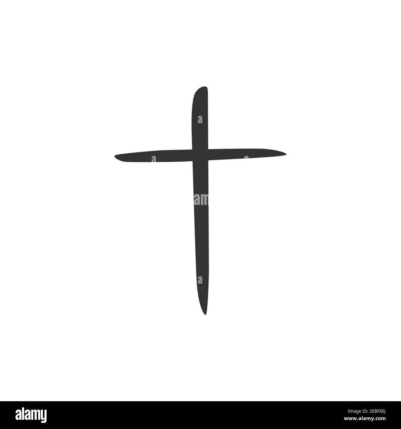 Hand drawn black grunge cross icon. Christian cross sign, hand-painted ...