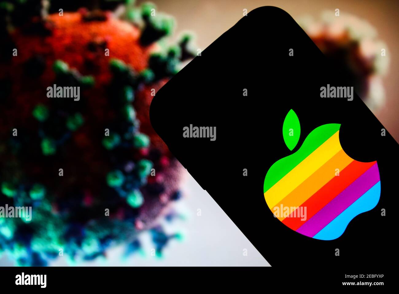 In this photo illustration an Apple technology company app logo seen ...