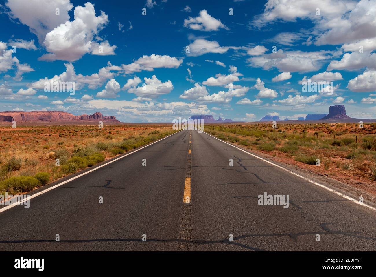 Scenic view of the US highway 163 leading to the Monument Valley with ...
