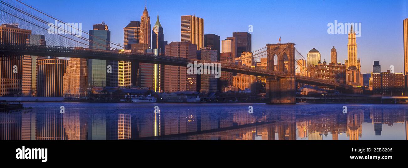 2001 HISTORICAL BROOKLYN BRIDGE (©J & W ROEBLING 1876) DOWNTOWN SKYLINE ...