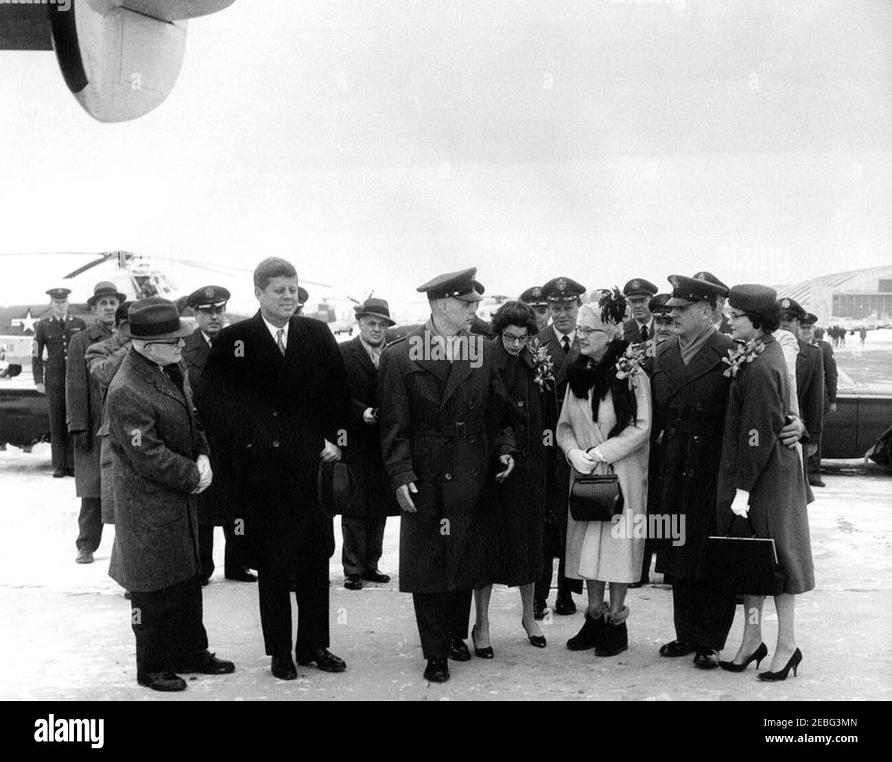 President Kennedy greets RB-47 pilots at Andrews Air Force Base upon ...