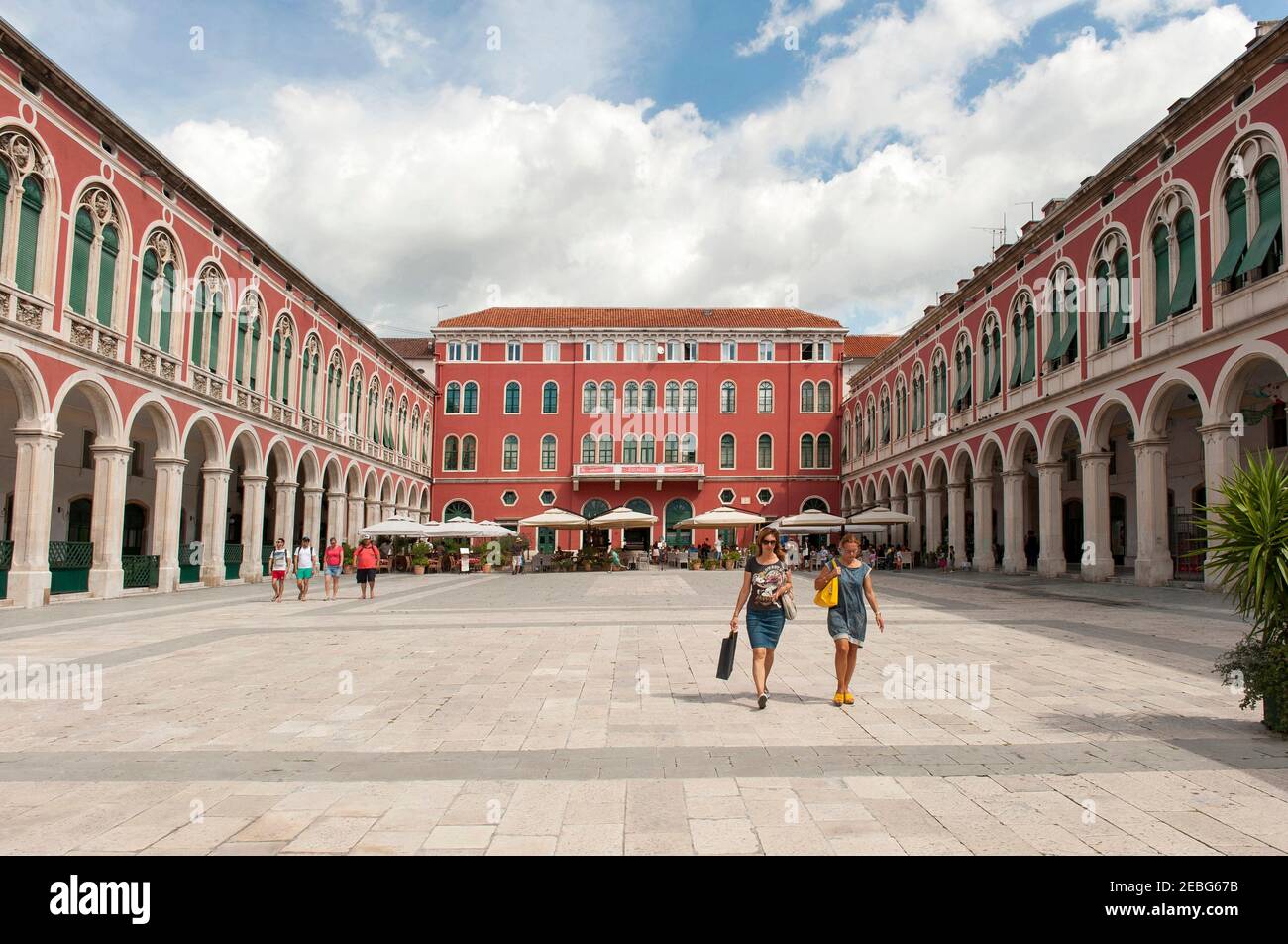 Split - Croatia - Dalmatia - August 24, 2017: Arches and architecture ...