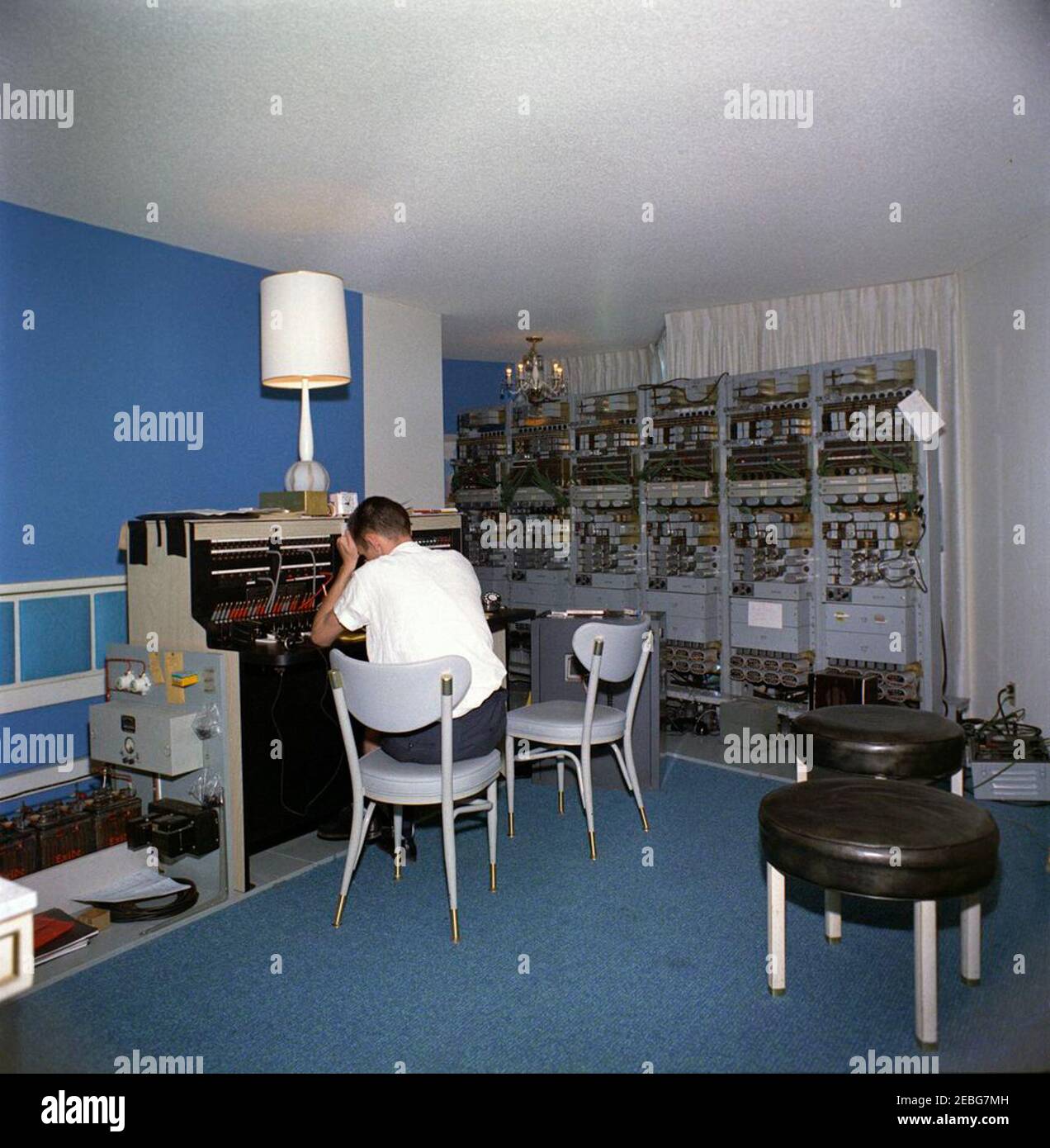 White House Communications Agency (WHCA) portable switchboard. Unidentified White House ...