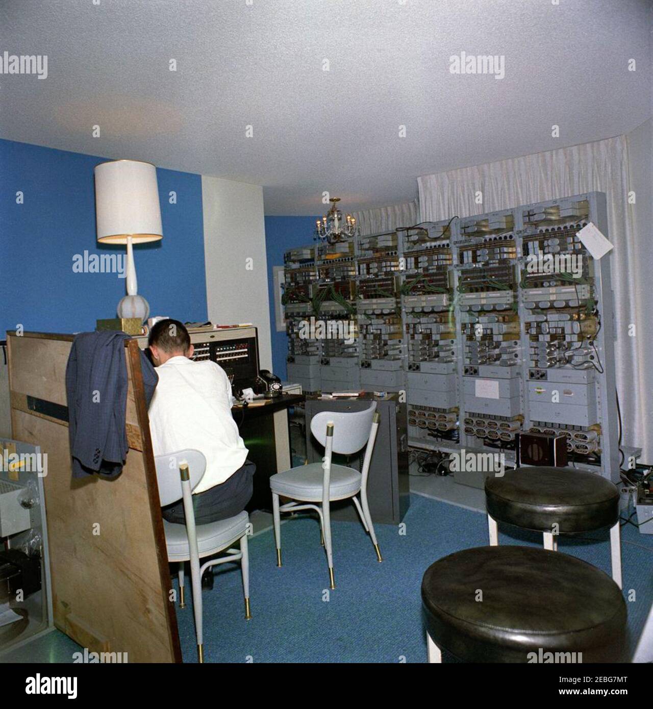 White House Communications Agency (WHCA) portable switchboard. Unidentified White House ...