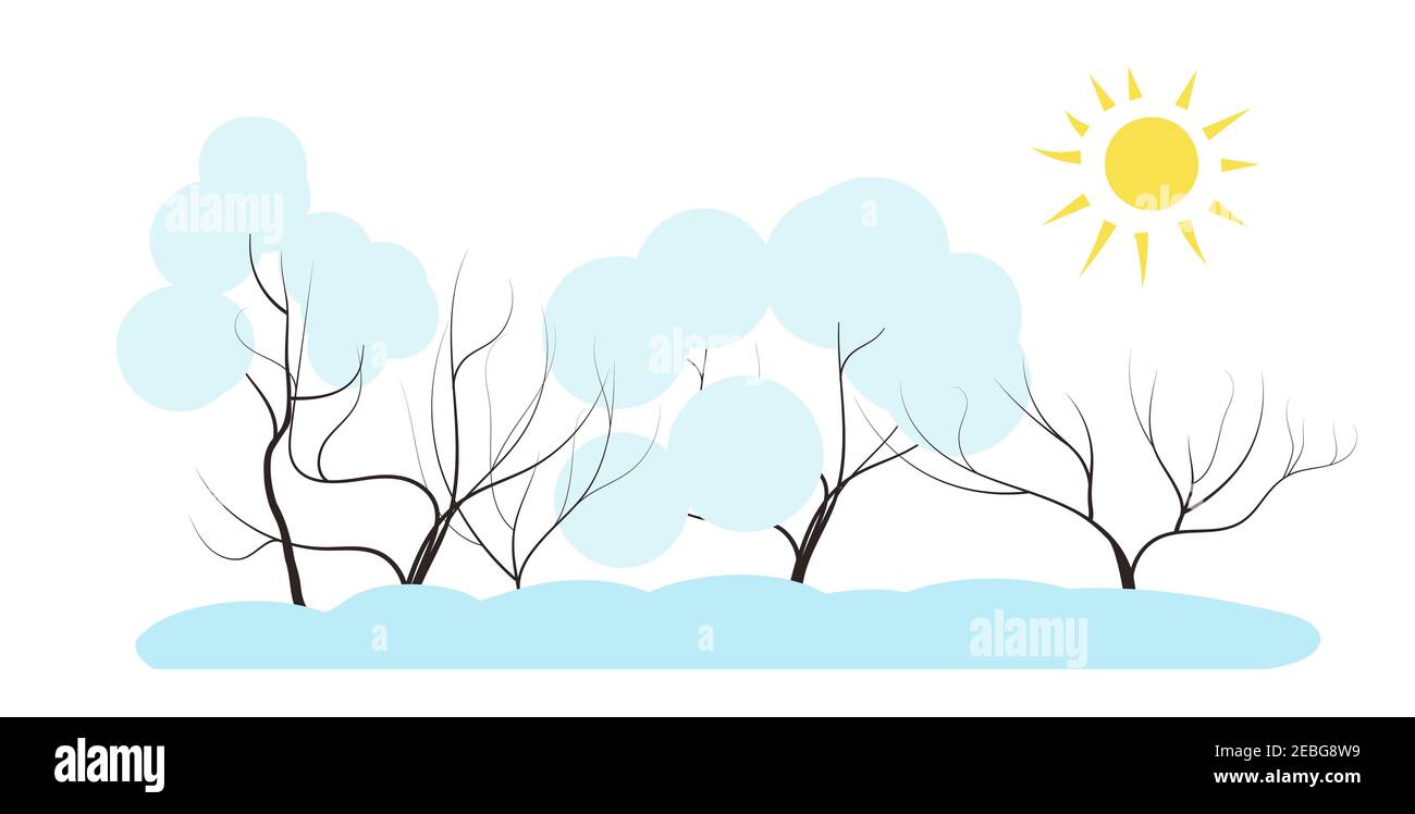 aunny winter forest landscape. vector illustration in flat style. on ...